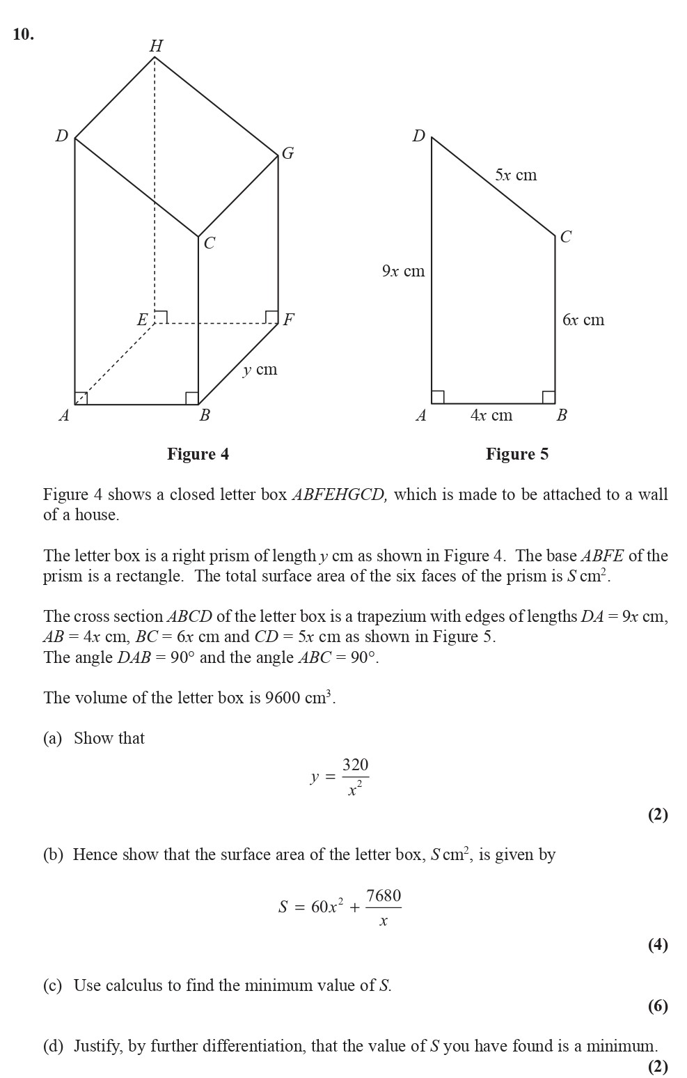 A-Level Edexcel Maths Pure Applications of Differentiation: Figure 4 shows a closed letter b